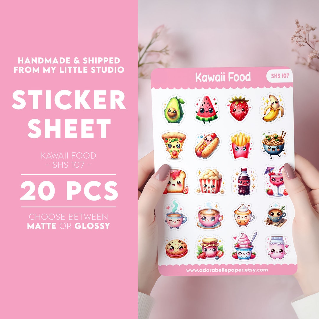 Kawaii Food Sticker Sheet Cute Snacks Fruit Fast Food Matte or Glossy ...