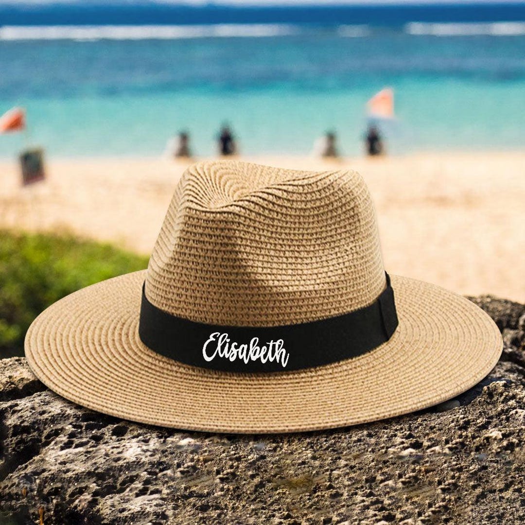 Personalized Straw Fedora Hat | Custom Name Beach Hat Gift for ...