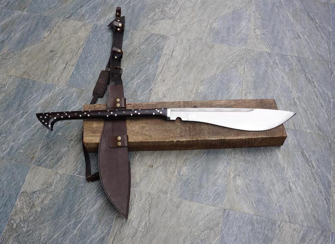 Custom Handmade Carbon Steel Blade Long Handle Dao Machete Sword ...