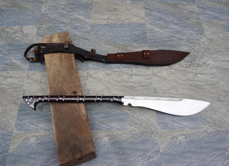 Custom Handmade Carbon Steel Blade Long Handle Dao Machete Sword ...