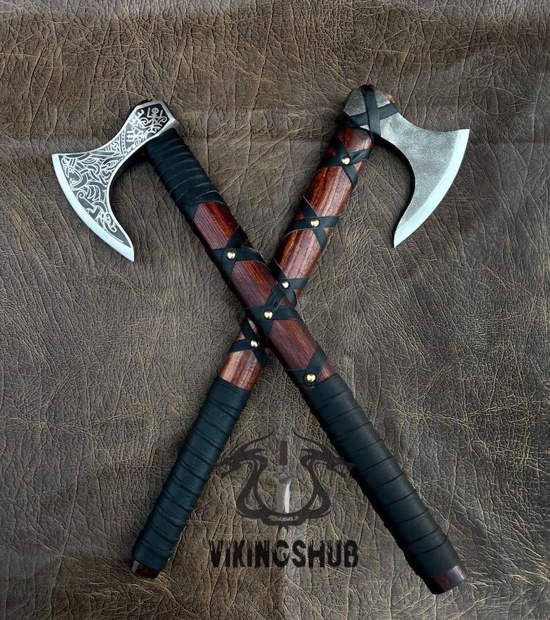 Handmade Two Handed Large Berserker Axe Double Headed Axe Hand Forged ...