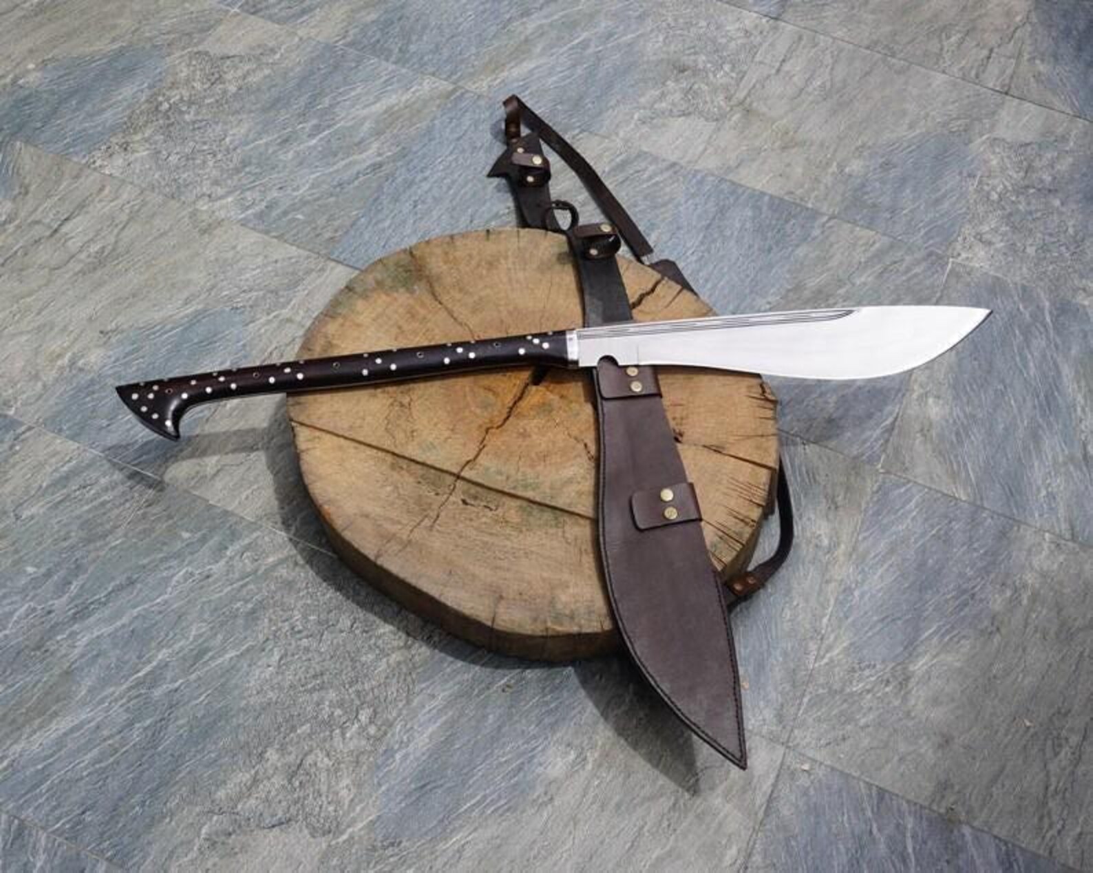 Custom Handmade Carbon Steel Blade Long Handle Dao Machete Sword ...