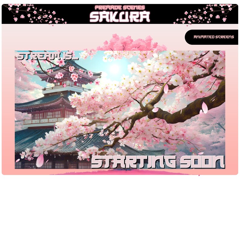 Sakura Stream Pack | Instant Download | Twitch Overlays | Cherry ...