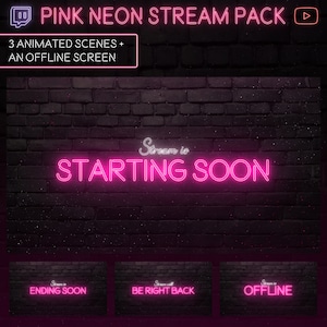 Pink NEON Stream Pack | Instant Download | Twitch/youtube Overlays ...