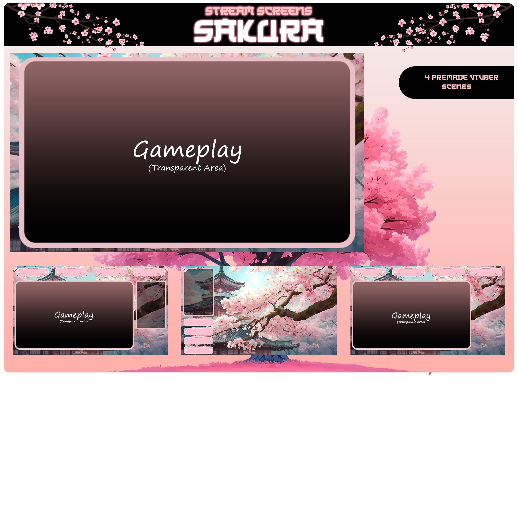 Sakura Stream Pack | Instant Download | Twitch Overlays | Cherry Blossom | Overlay Pack - Etsy
