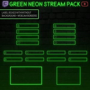 Green Neon Stream Overlay Pack | Twitch & Youtube (instant Download) - Etsy