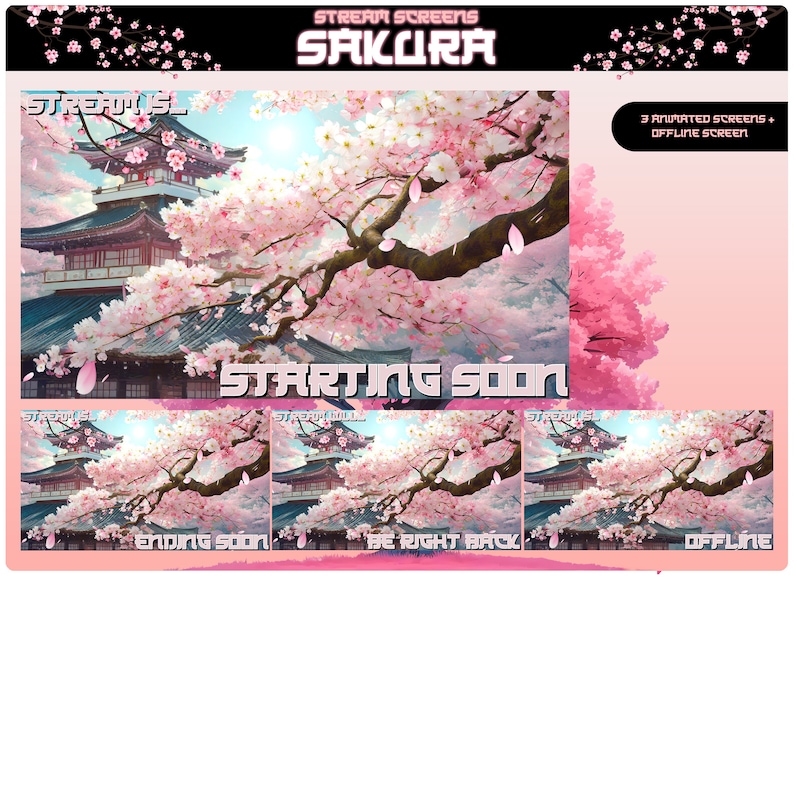 Sakura Stream Pack | Instant Download | Twitch Overlays | Cherry ...