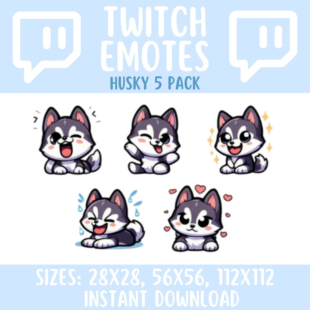 5 Pack of Cute Chibi Husky Emotes for Twitch/discord/youtube | Instant ...