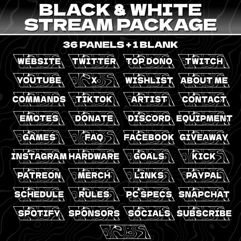 Black & White Animated Overlays for Twitch, Youtube, KICK | Instant ...