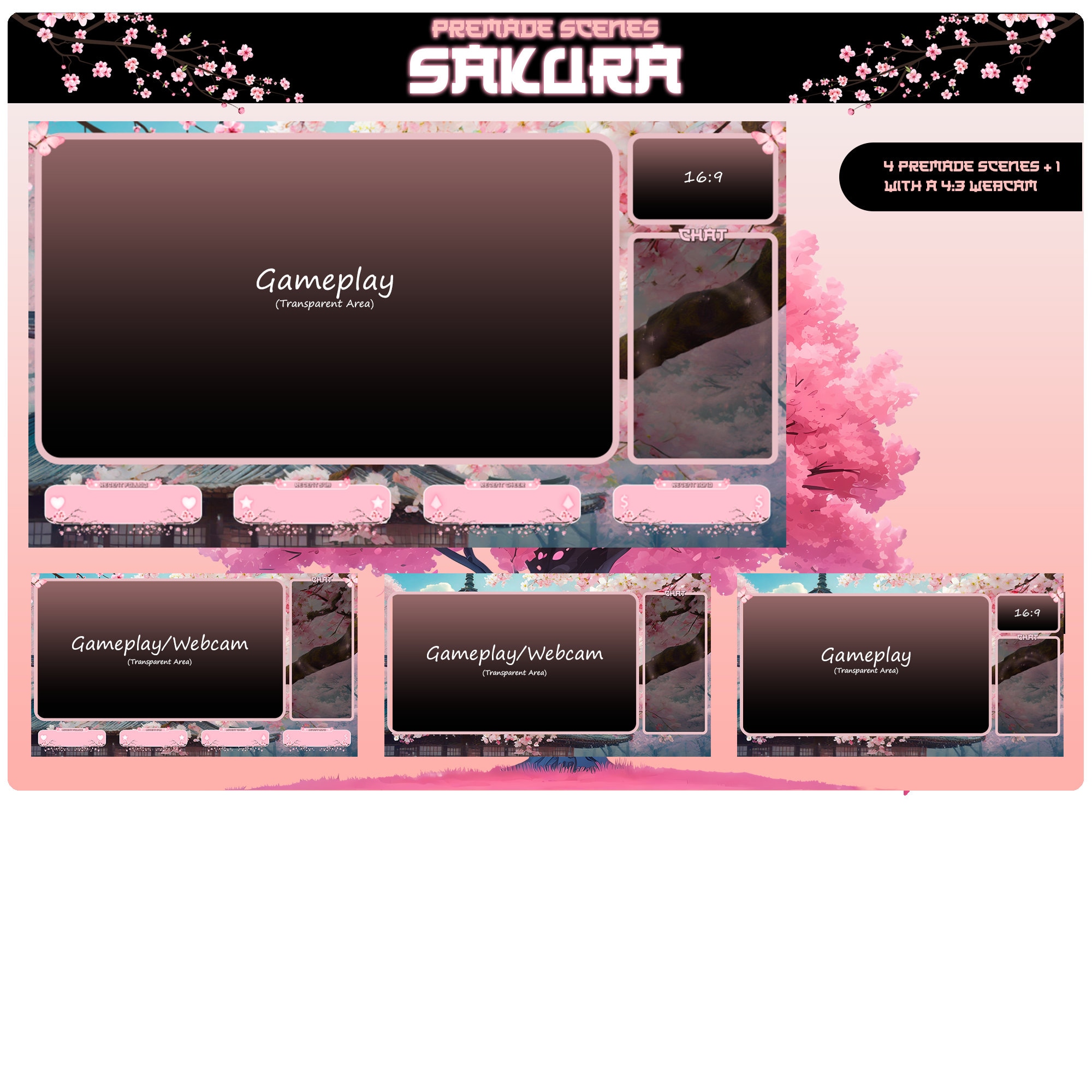 Sakura Stream Pack | Instant Download | Twitch Overlays | Cherry Blossom | Overlay Pack - Etsy