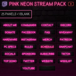 Pink NEON Stream Pack | Instant Download | Twitch/youtube Overlays ...