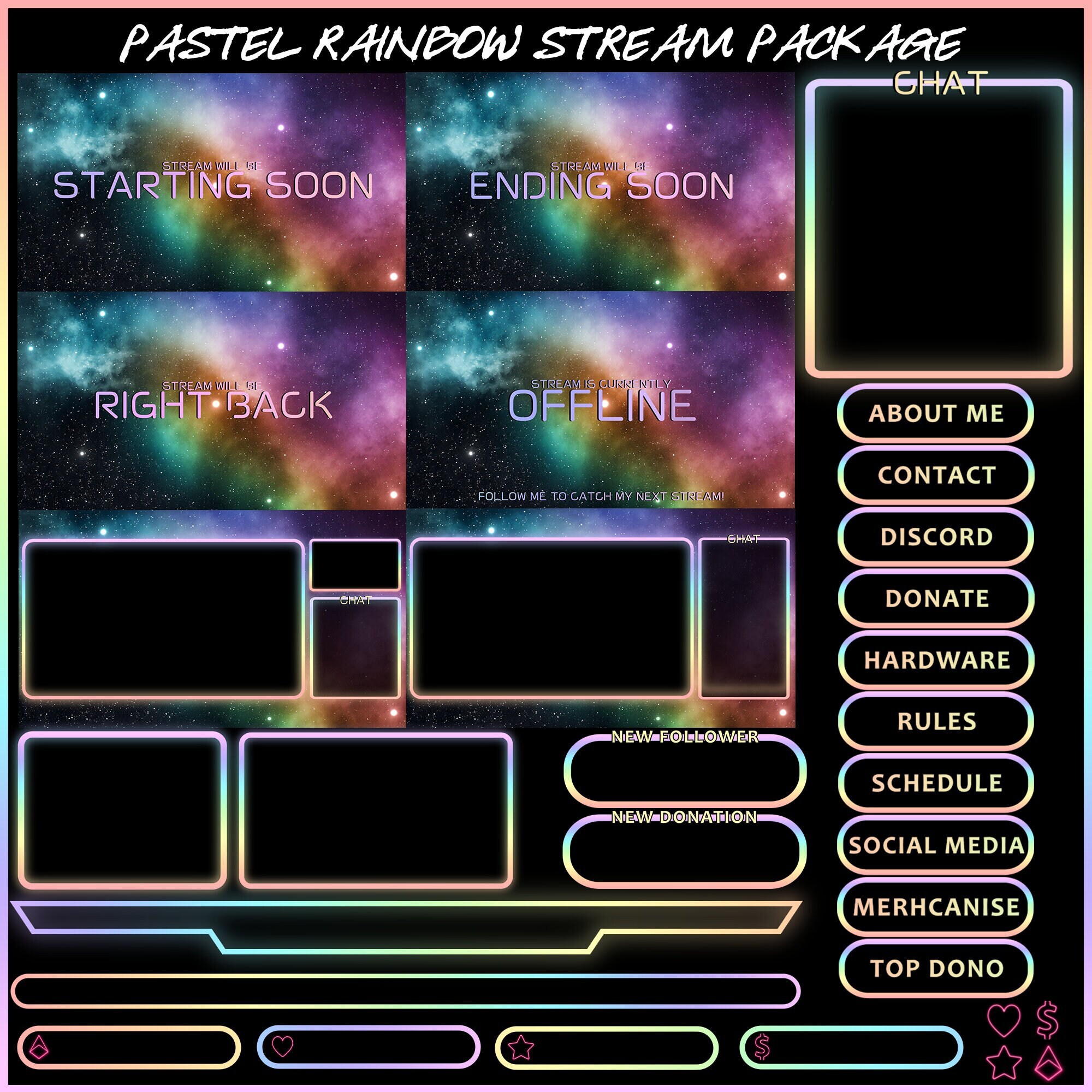Pastel Rainbow Stream Pack | (HD Quality Webm File) - Etsy