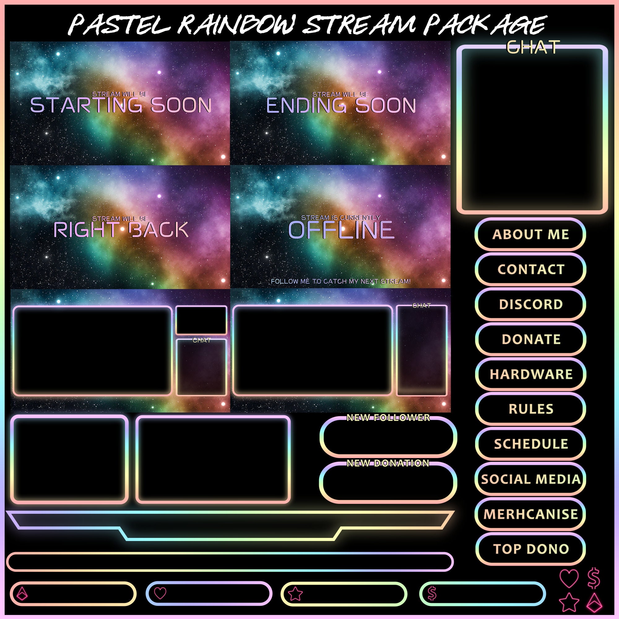 Pastel Rainbow Stream Pack HD Quality Webm File - Etsy