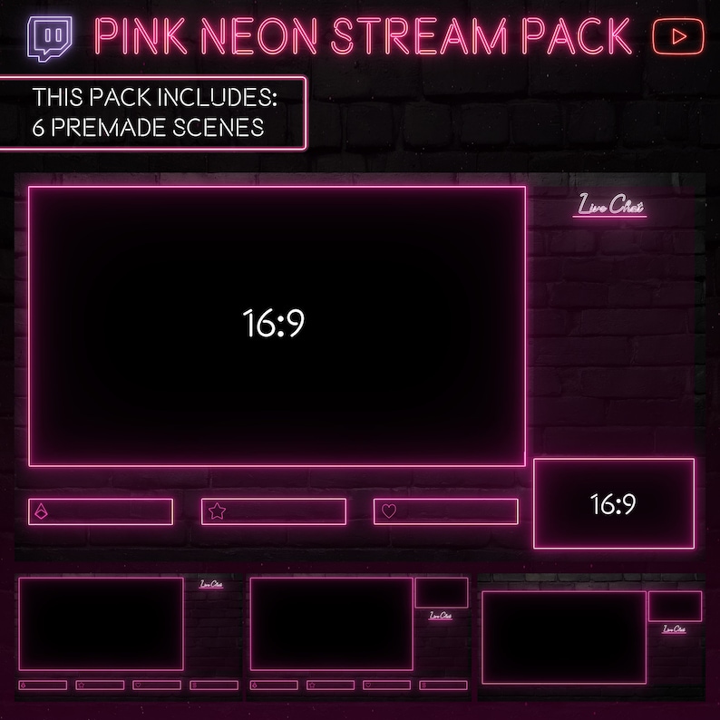 Pink Neon Stream Overlay Pack | Twitch & Youtube (digital Download) - Etsy