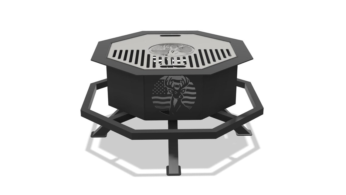 Deer & American Flag Fire Pit DXF and Blueprints - Etsy