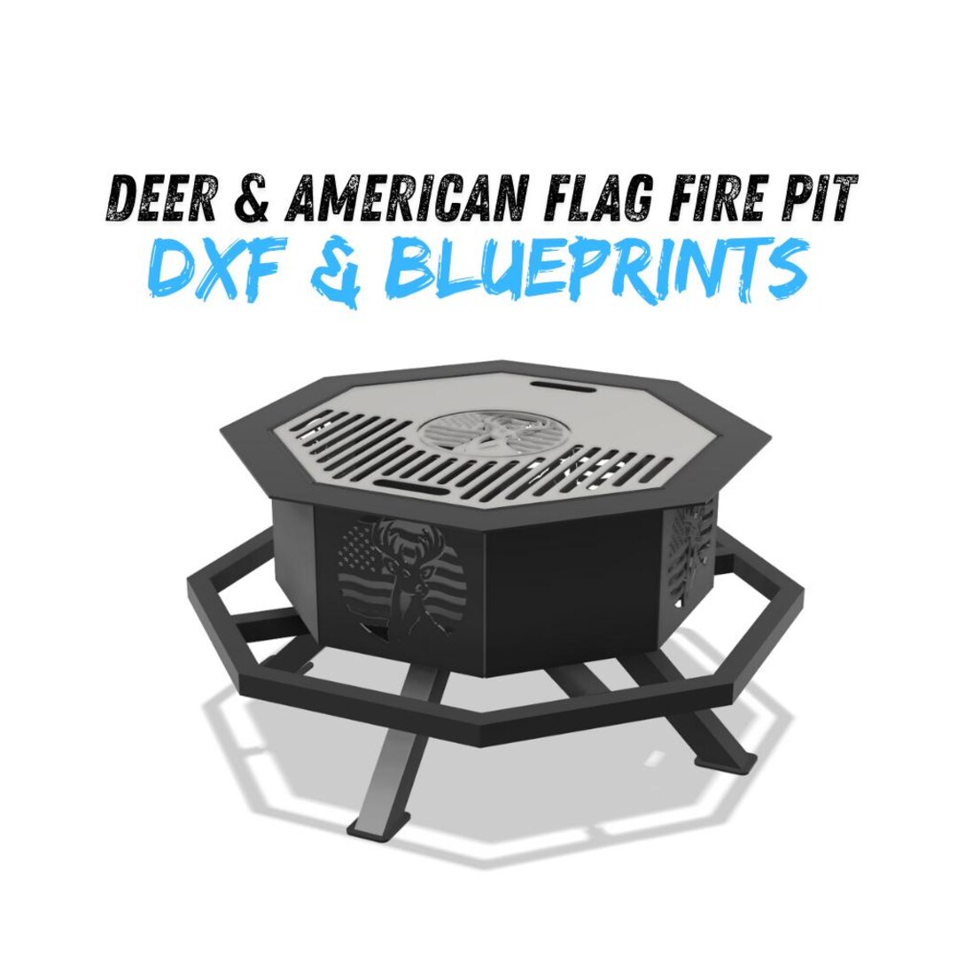 Deer & American Flag Fire Pit DXF and Blueprints - Etsy