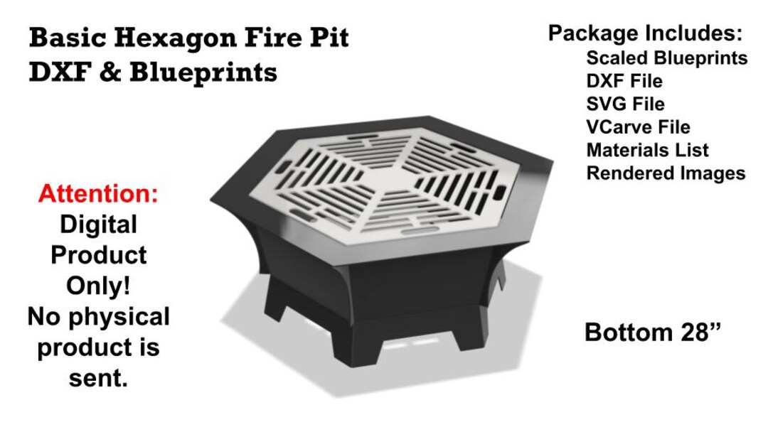 Basic Hexagon Fire Pit DXF & Blueprints - Etsy