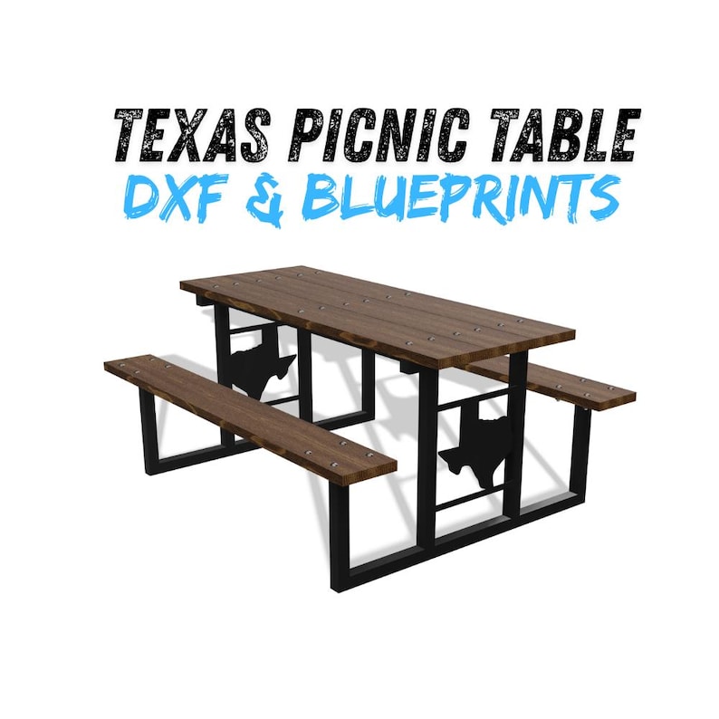 Texas Picnic Table DXF & Blueprints - Etsy