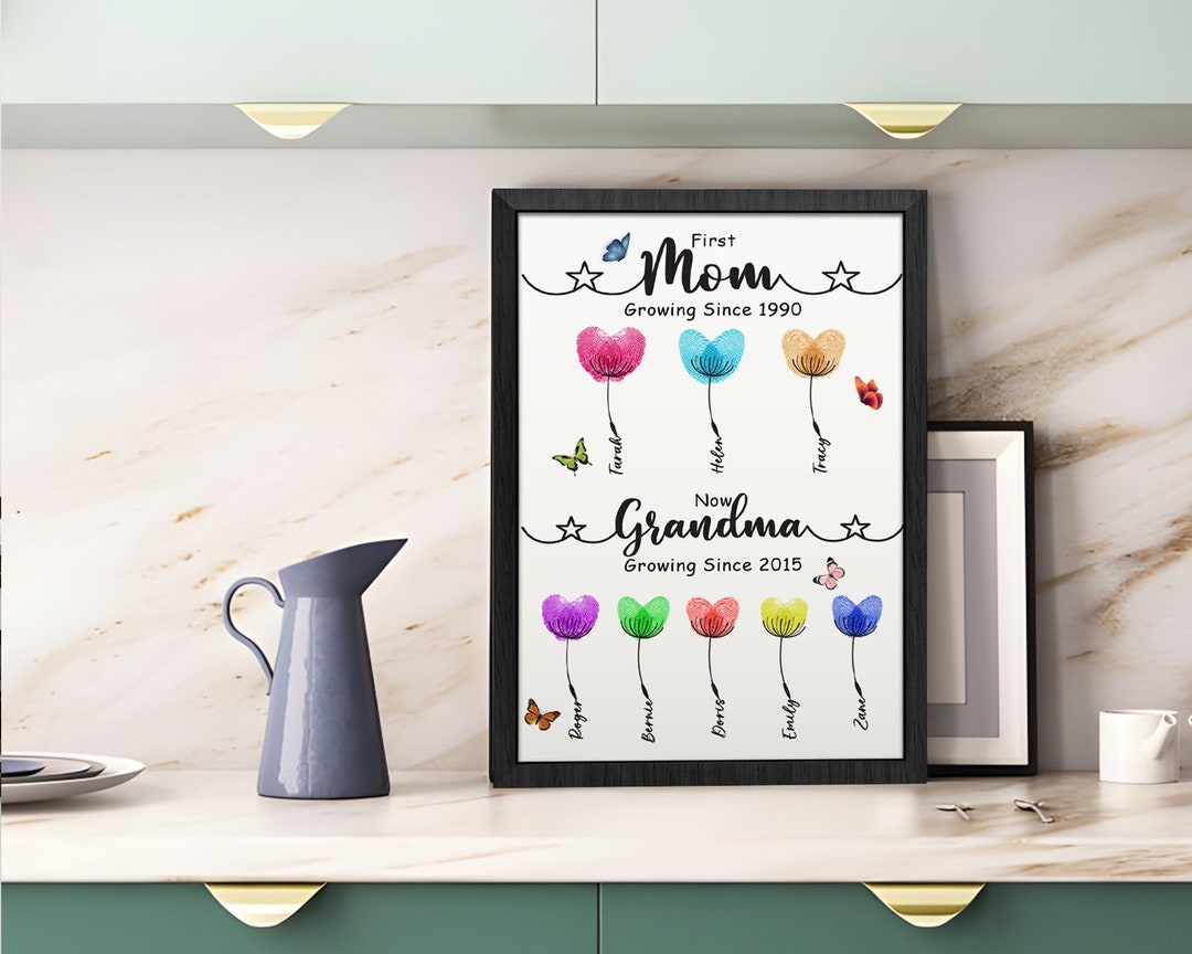 Custom Birth Month Flowers, Mother's Day Gifts, Fingerprint Art ...