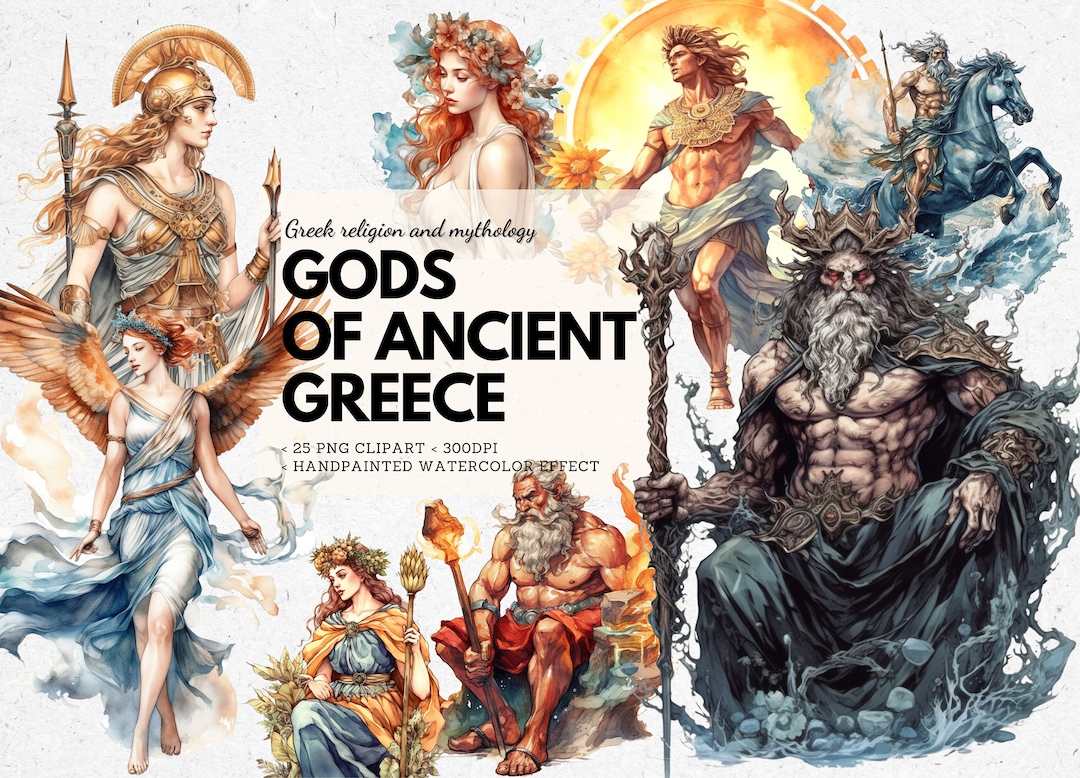 25 Gods of Ancient Greece Watercolor Clipart Bundle, Premade Clipart ...