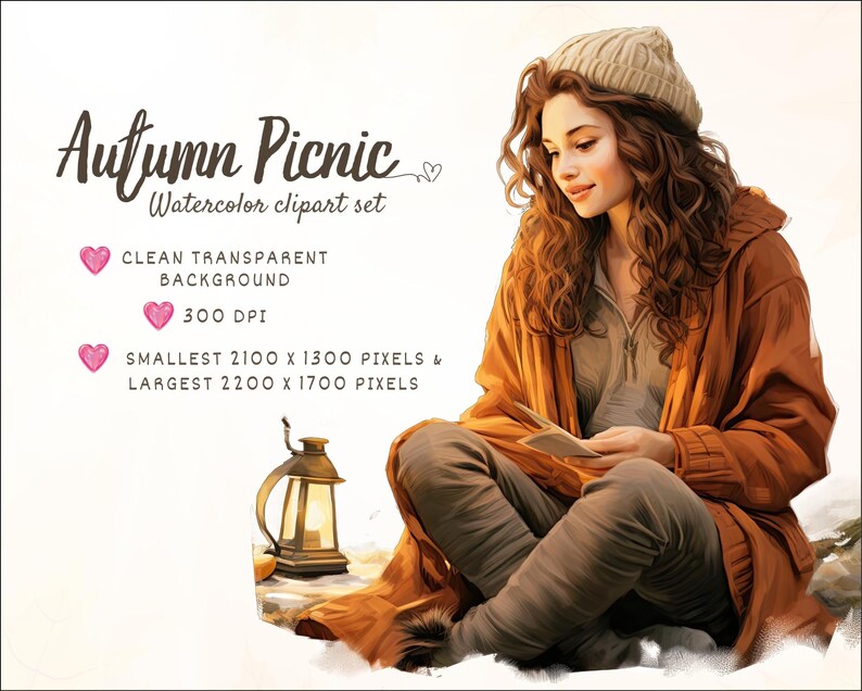 42 Autumn Picnic Watercolor Clipart Bundle, Fall Season, Holiday Escape ...
