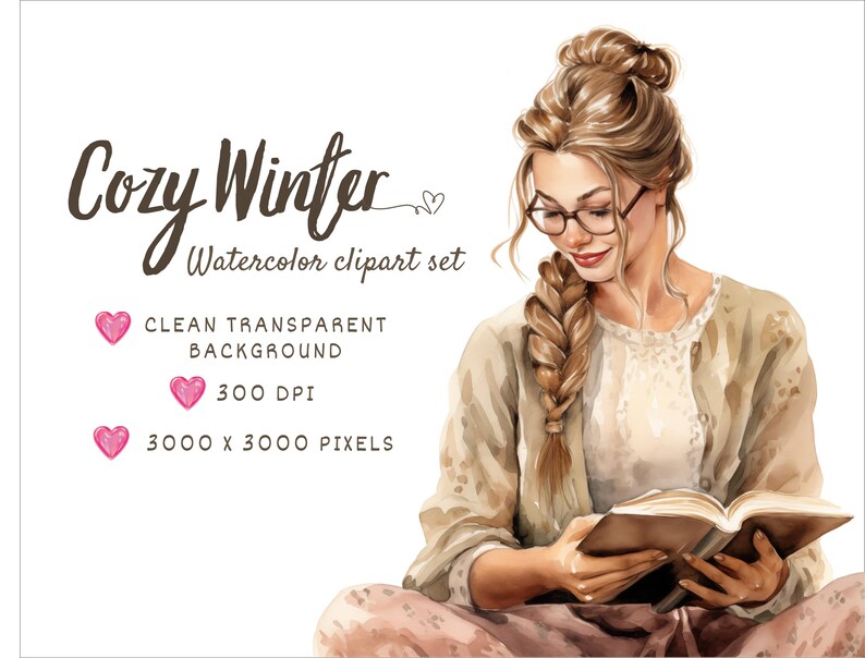 56 Cozy Winter Watercolor Clipart Bundle, Winter Escape, Warming Fires ...
