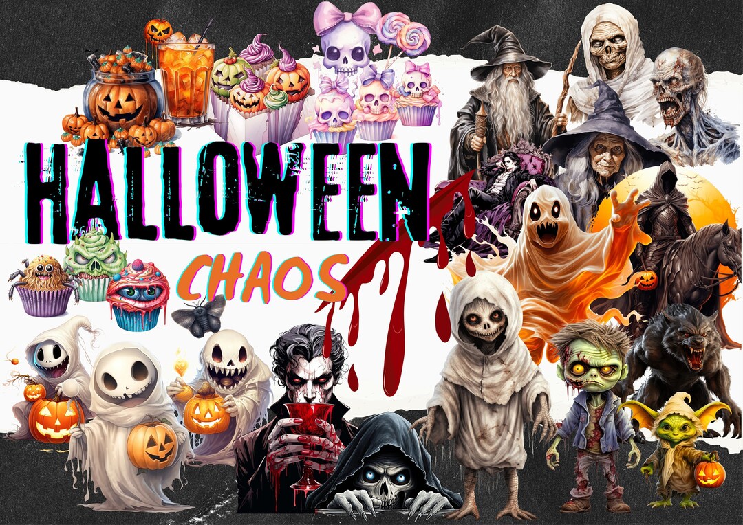 Halloween CHAOS 600+ Clipart Mega Bundle, 20 Halloween Themes, Scary ...