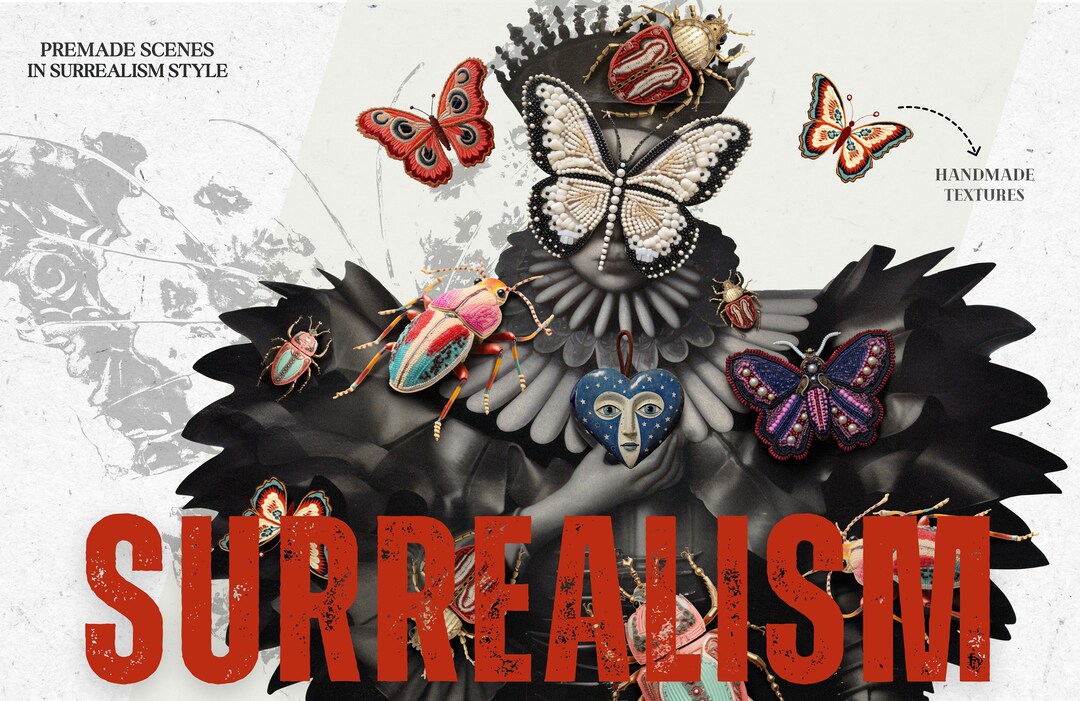 Surrealism Cryptic Collage Pack, 110clipart Bundle, Vintage Woven ...