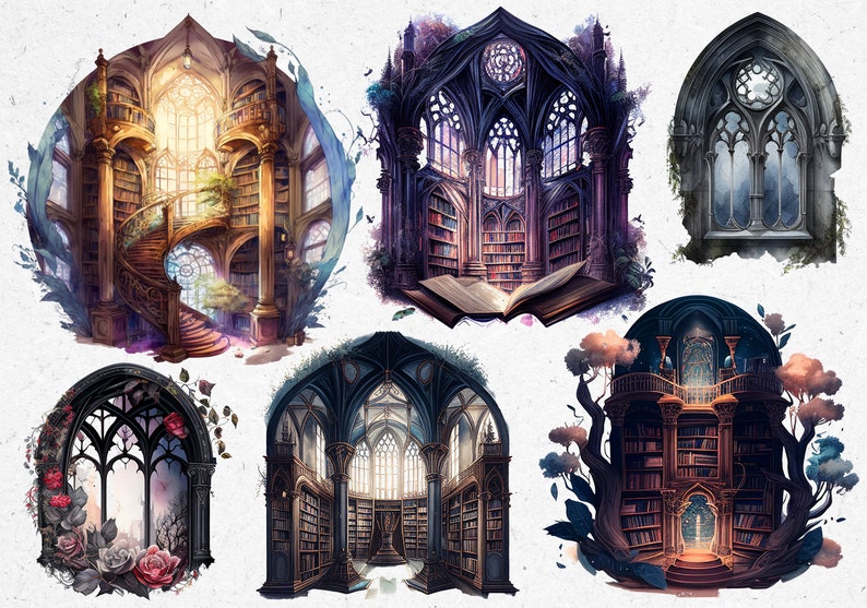 23 Dark Academia Clipart Bundle, Premade Watercolor Graphics, Darkest ...