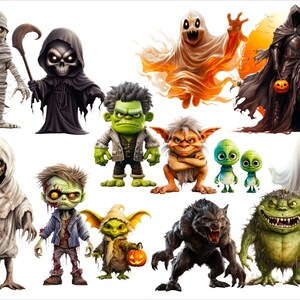 59 Monsters in Hiding - Halloween Horror Clipart Bundle, Scary Graphics ...