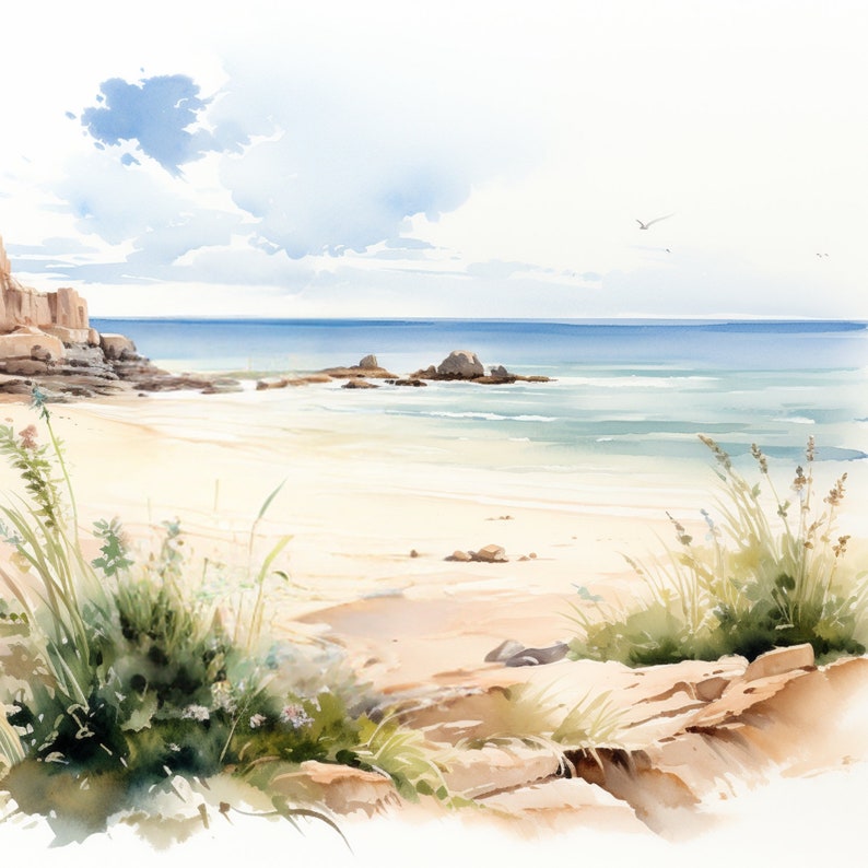 Relaxing Summer at the Beach, 29 Beautiful Watercolor Premade Clipart ...