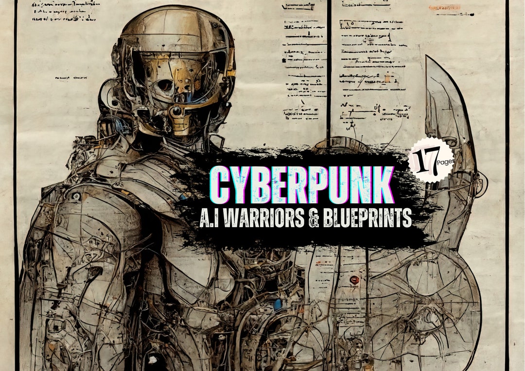 Junk Journal - Cyberpunk Ai Warriors Blueprint Pages, Steampunk, High ...