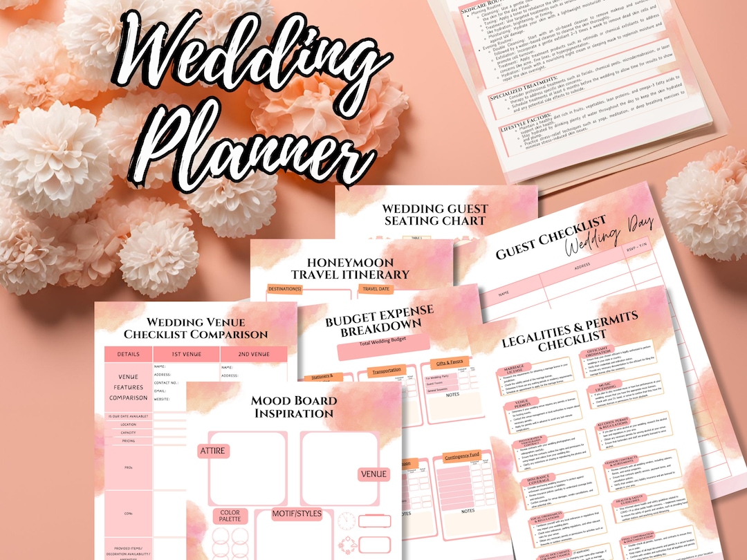 Wedding Planner Printable and Editable Wedding Timeline Checklist ...