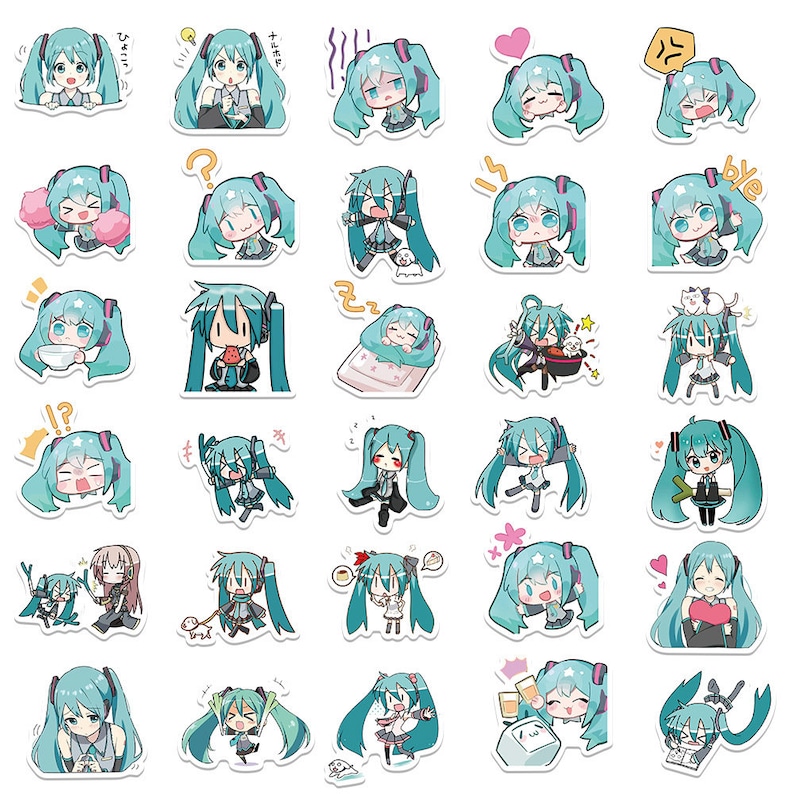 50 Hatsune Miku Stickers,ipad Stickers,helmet Sticker,book Stickers - Etsy