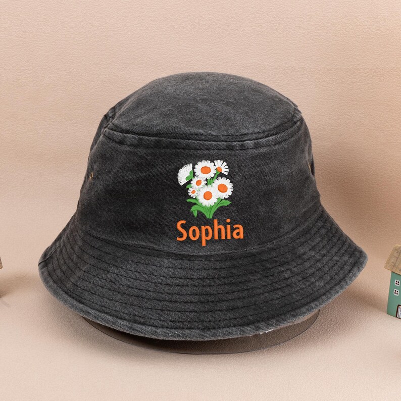 Daisy Bucket Hat, Custom Embroidered Hat for Women, Flower Vintage Hat ...