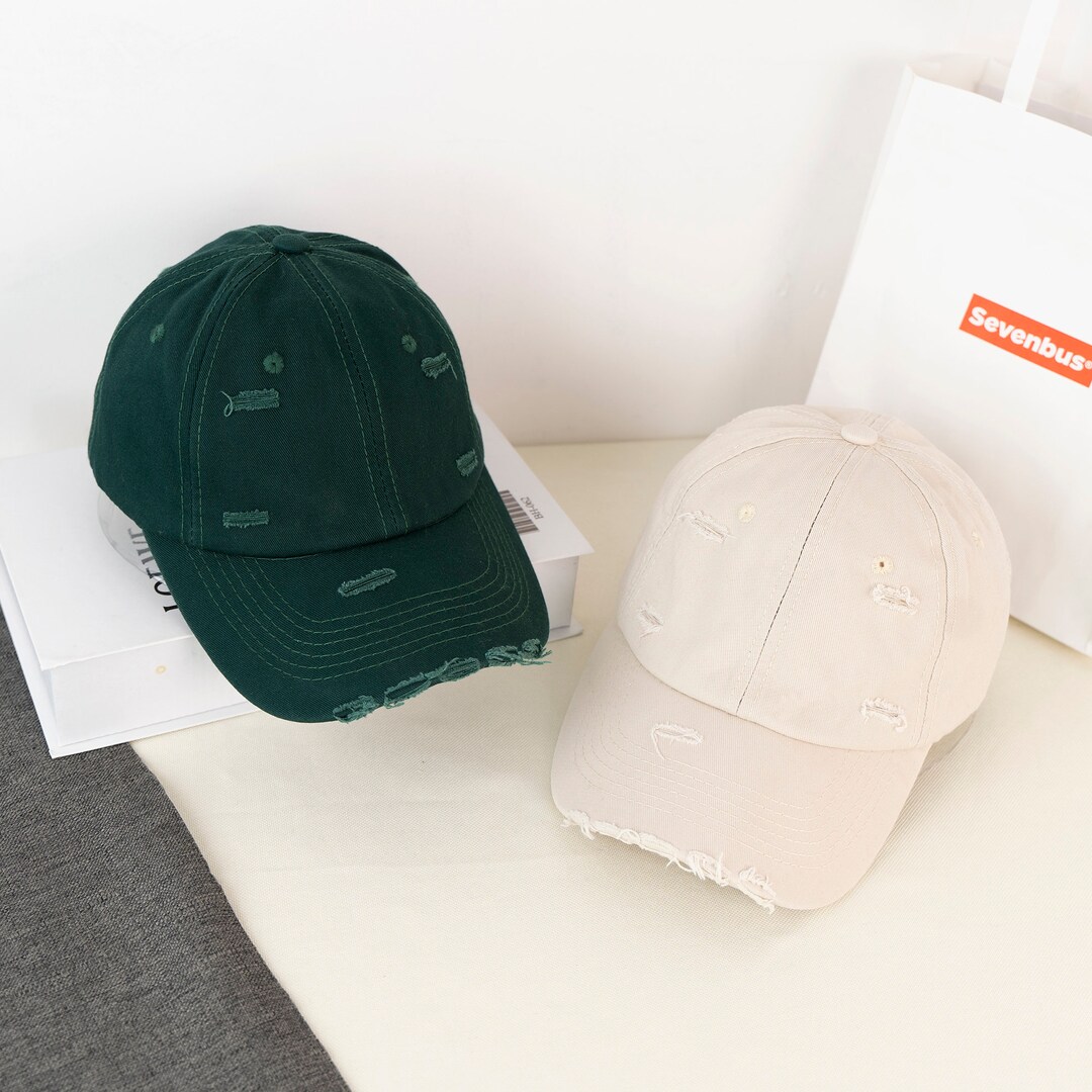 Embroidered Ball Hat, Adult Monogrammed Logo Hat, Ripped Denim Cap ...