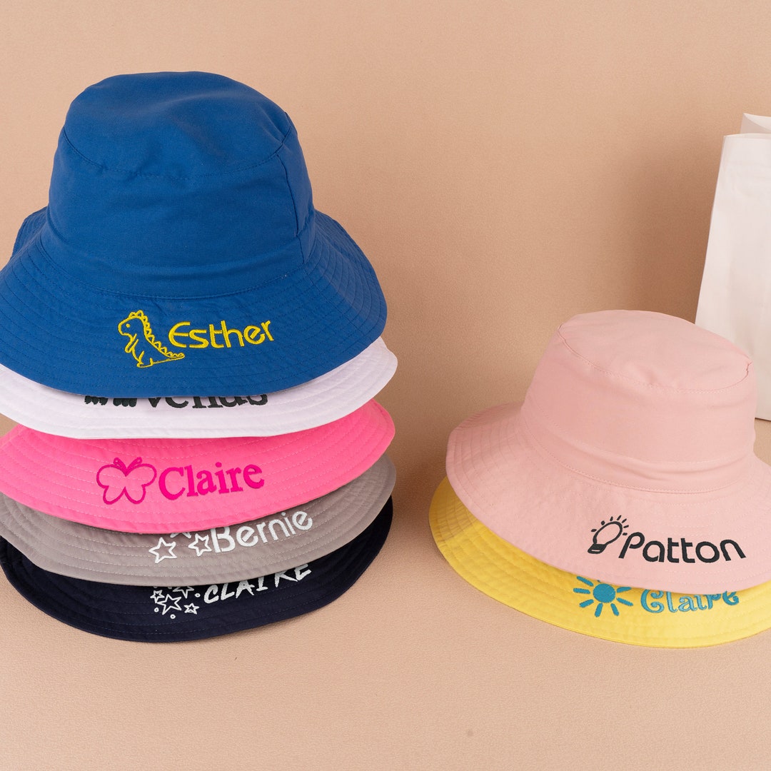 Custom Bucket Hat With Name and Logo, Boys Beach Hat, Girls Sun Hat ...
