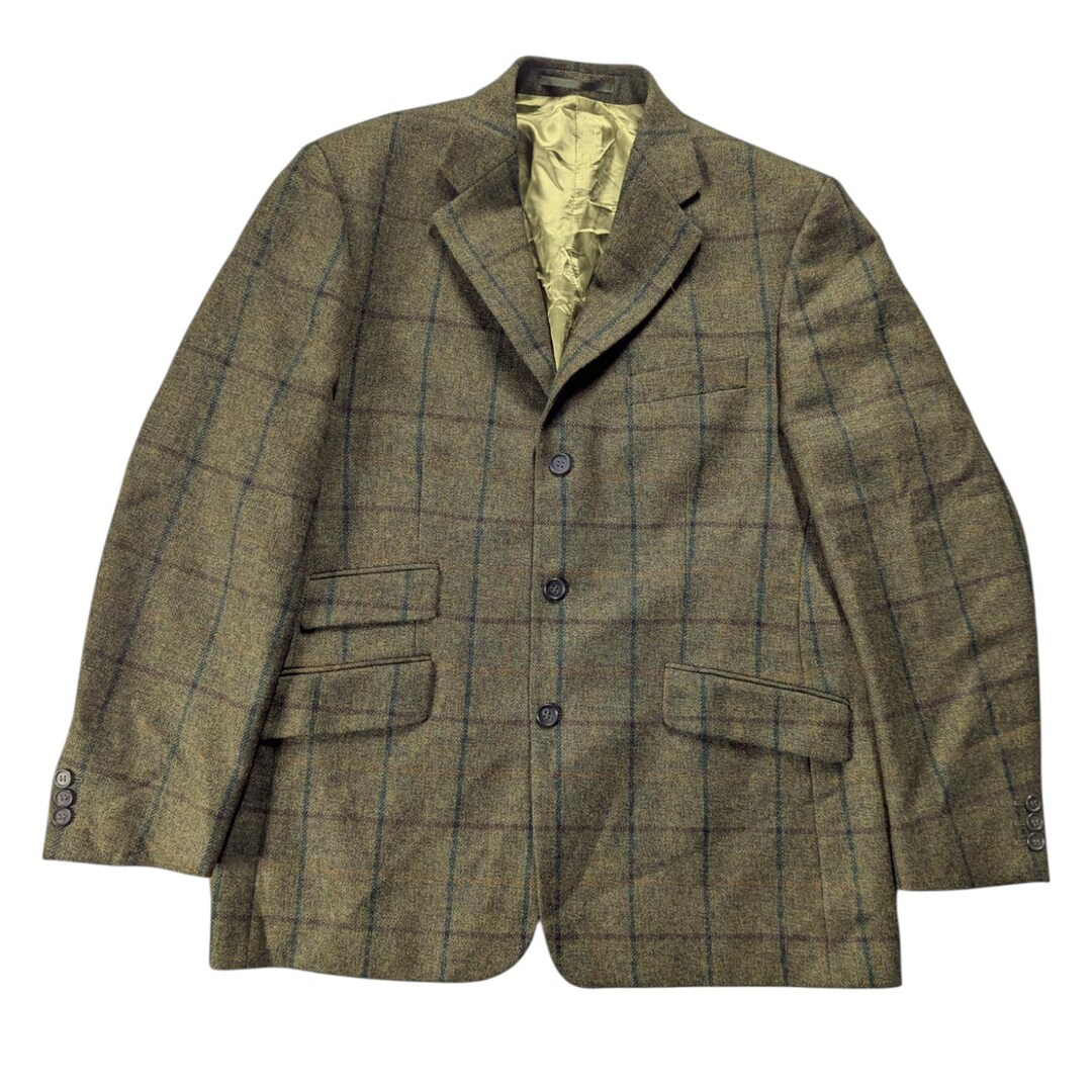 Alpendale (42R) Vintage Windowpane Wool Tweed Check Jacket Shooting ...