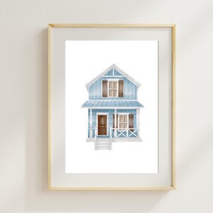 Watercolor Blue House, Digital Download Photo Print - Etsy
