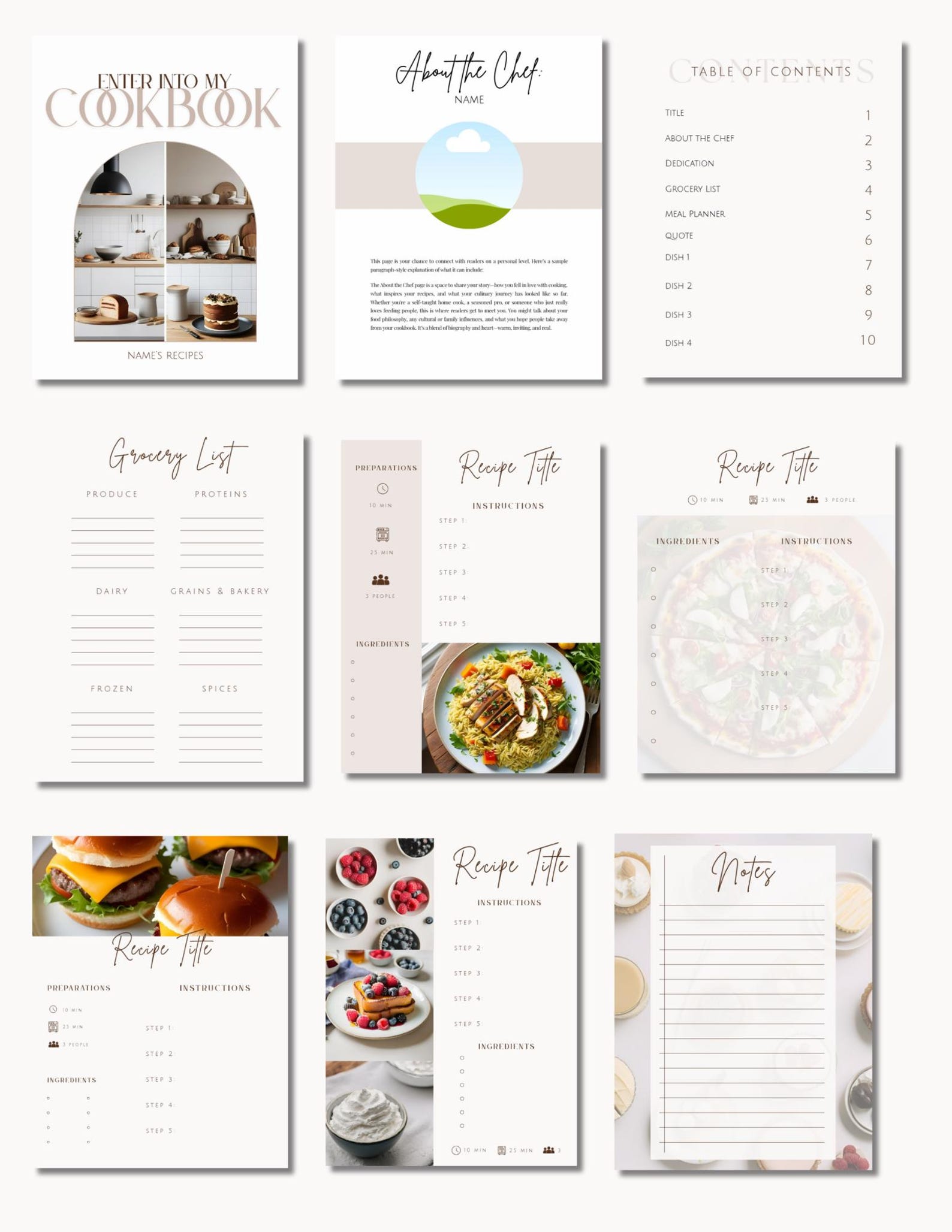 Editable Cookbook Template: Minimalist Recipe Organizer (digital ...