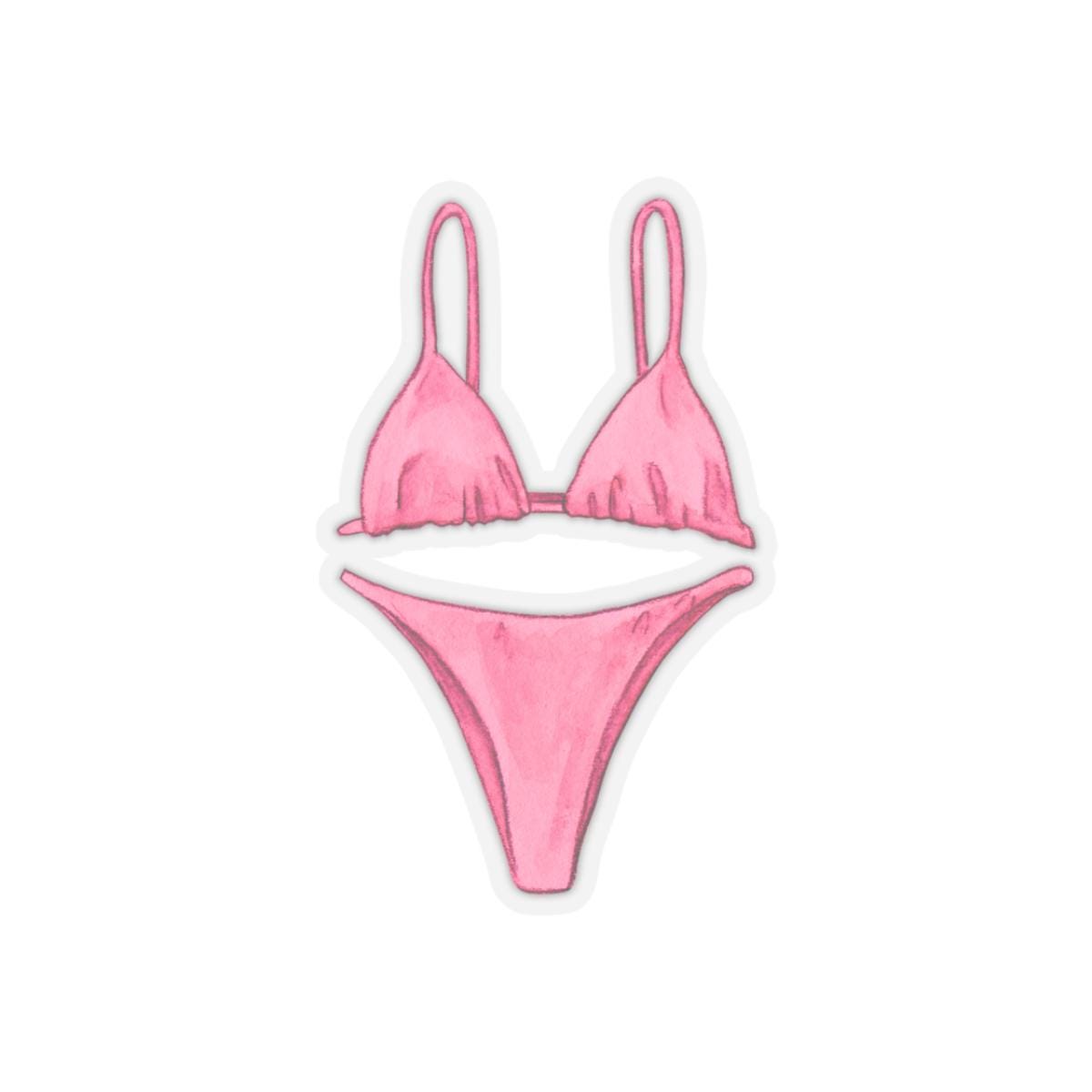 Kiss-cut Stickers, Pink Bikini Swimsuit Sticker, White and Transparent ...