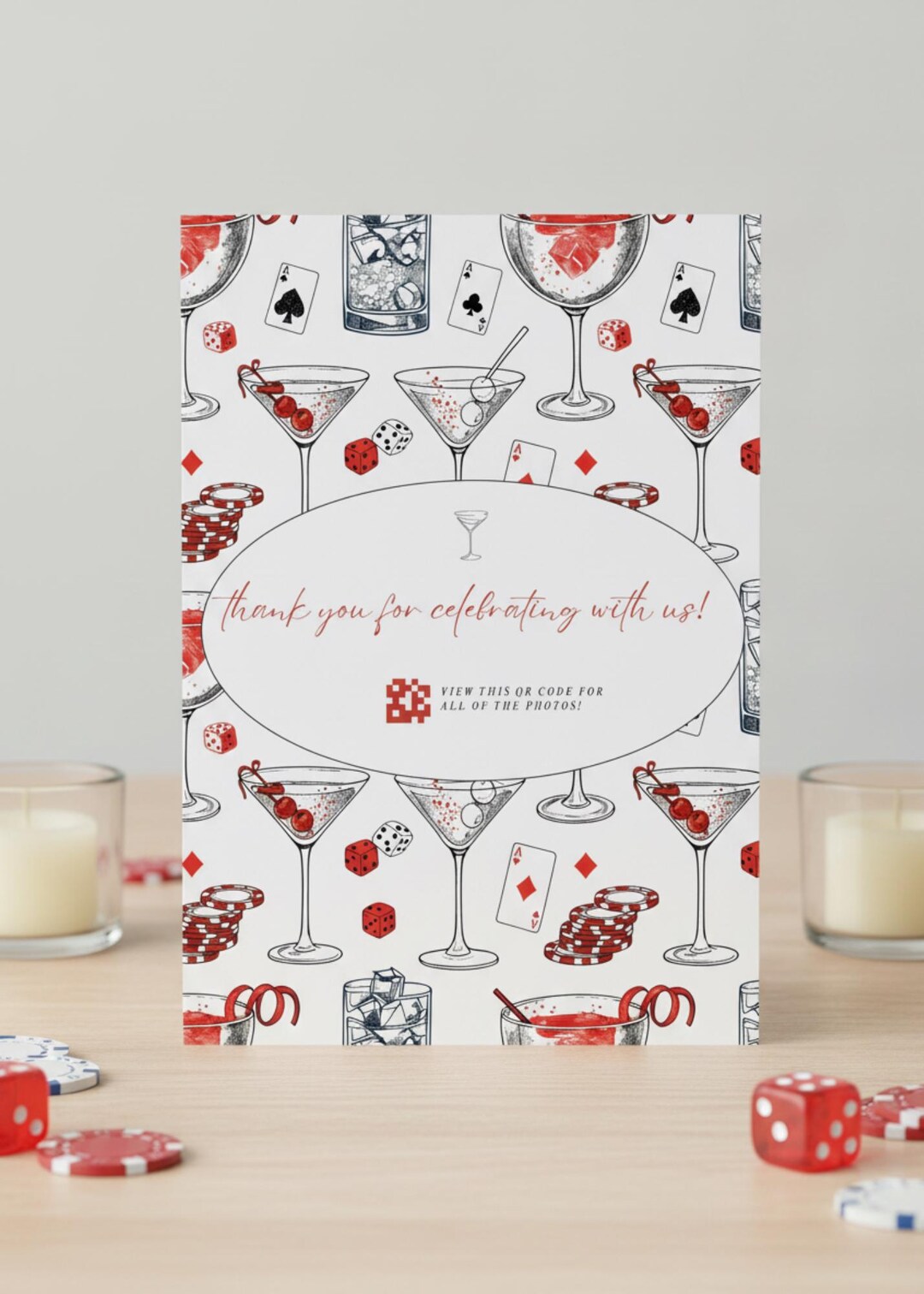 Casino Thank You Card: Martini Cocktail Party, Ladies Night (digital ...