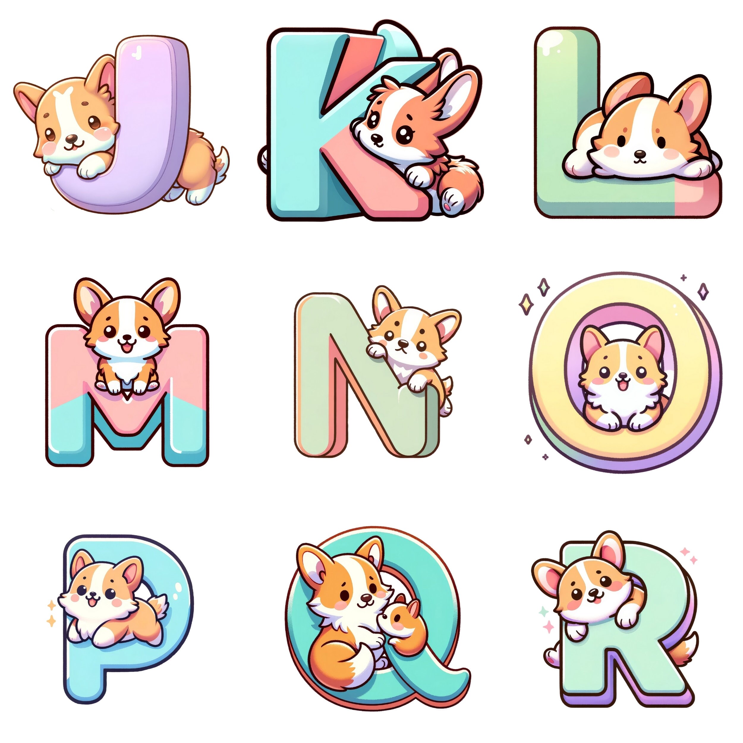 Cute Corgi Alphabet Clipart, Transparent PNG, Nursery Clipart, Free ...