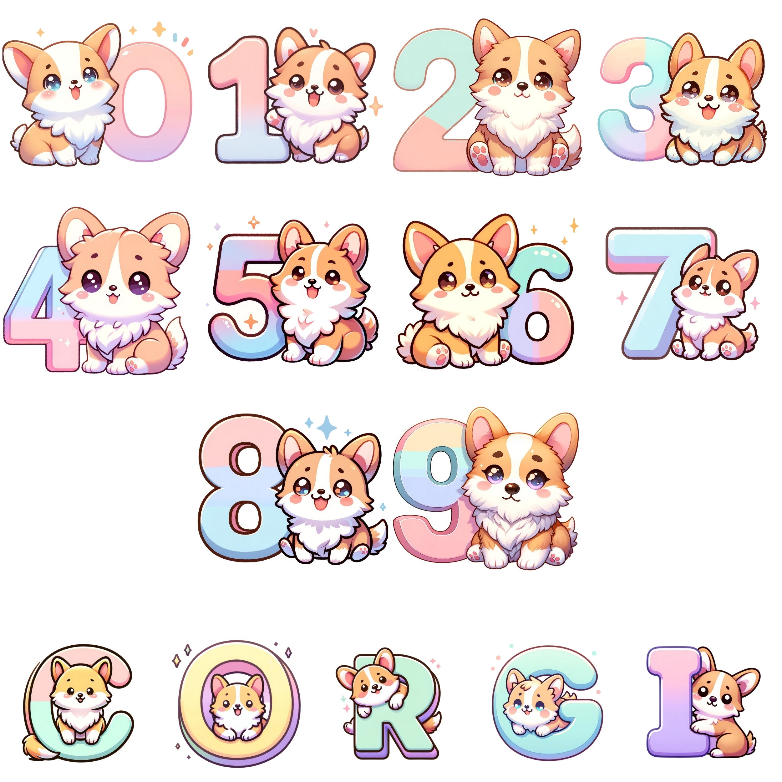 Cute Corgi Alphabet Clipart, Transparent PNG, Nursery Clipart, Free ...