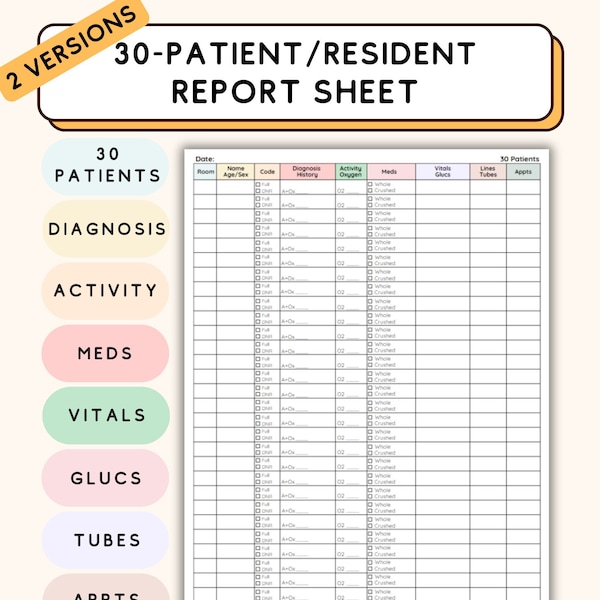 Nursing Report Sheet for Long Term Care Nursing Report Sheet for LTC ...