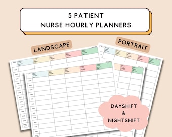Nursing Hourly Planner for 6 Patient Nurse Hourly to Do for Nursing ...