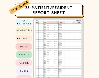 Long Term Care Nurse Report Sheet - Etsy
