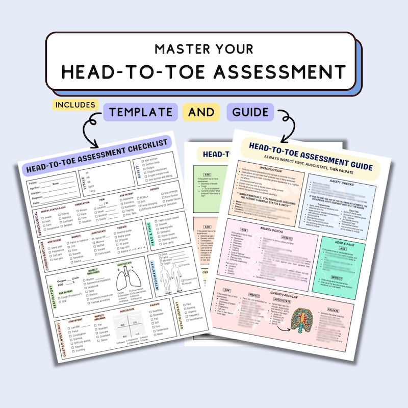 Head to Toe Assessment Cheat Sheet - Etsy