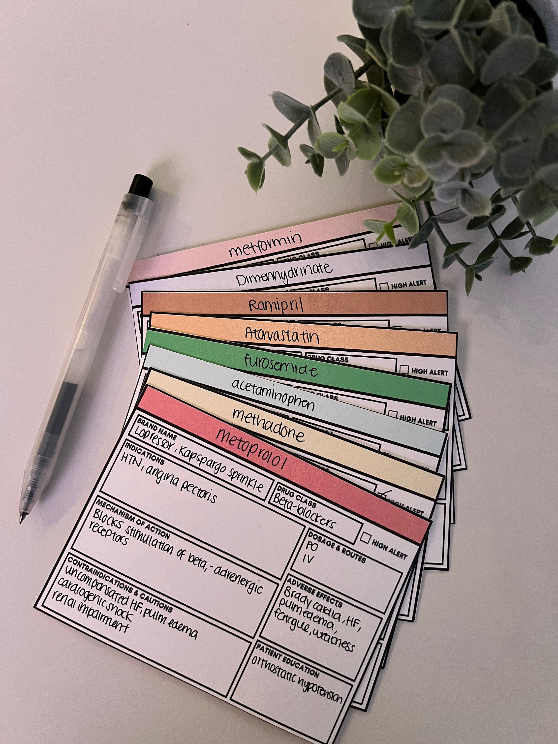 Printable Pharmacology Flash Card Template for Nursing Student Drug ...