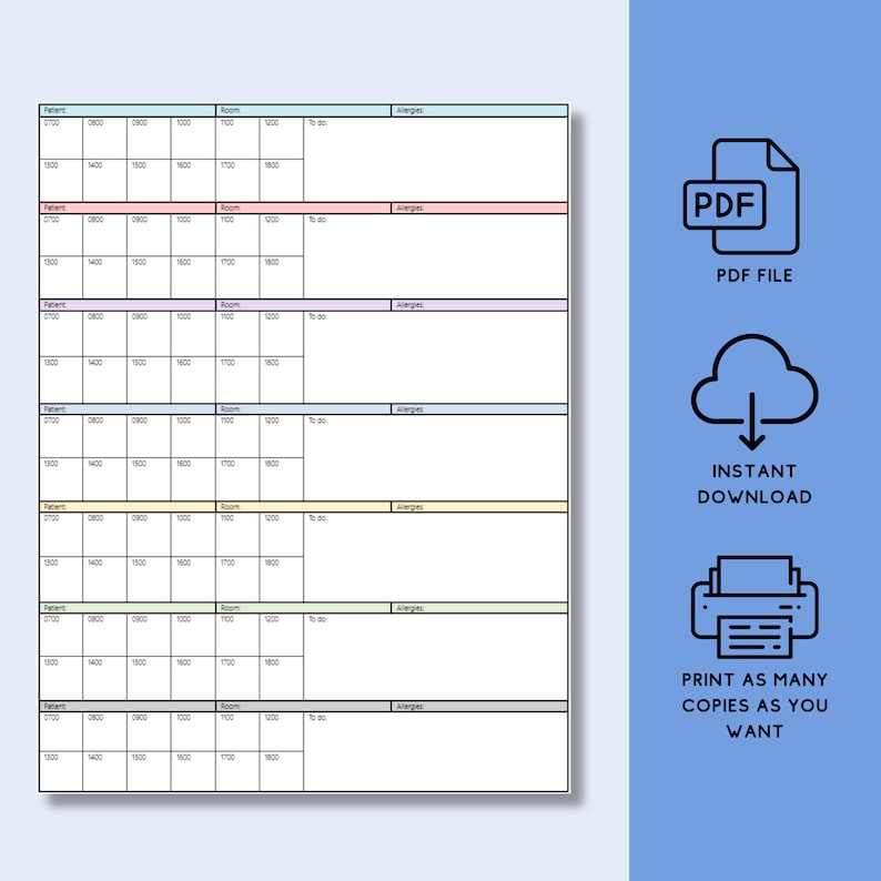 Nursing Hourly Planner for Nurse to Do List Nursing Medication Tracker ...